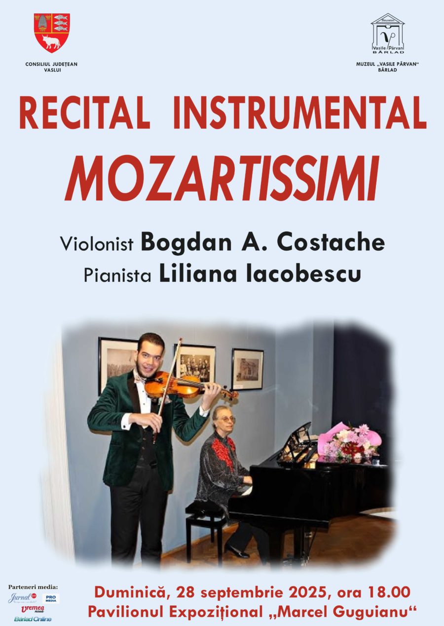 Concert extraordinar „Mozartissimi” la Bârlad – violonistul Bogdan Costache și pianista Liliana ...