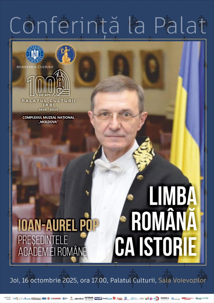 Iași: Conferință la Palat: „Limba română ca istorie”, susținută de Acad. Ioan - Aurel Pop ...