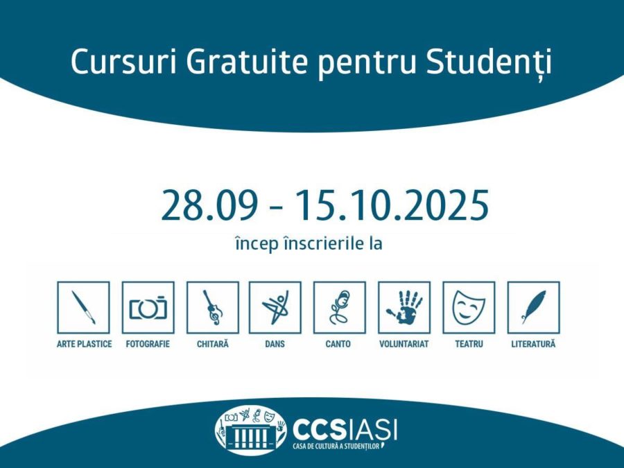 CCS Iași anunță înscrieri la cursurile gratuite pentru studenți. Bună ...